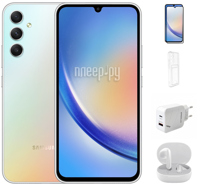 Купить Samsung SM-A346 Galaxy A34 8/256Gb Silver & Wireless Headphones ...